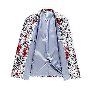 MAGE MALE Men's Floral Blazer Two Button Dress Party Suit Jacket Notched Lapel Slim Fit Stylish Top