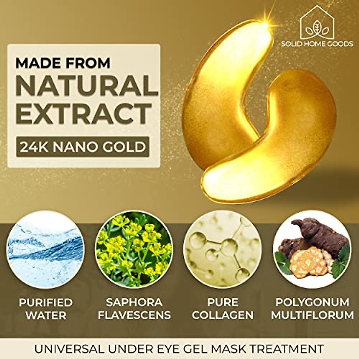 SOLID HOME GOODS Under Eye Patches- 20 Pairs - Under Eye Mask for Puffy Eyes and Dark Circles Treatment – Look Less Tired, Reduce Wrinkles, and Fine Lines, Collagen Masks for Beauty & Personal Care