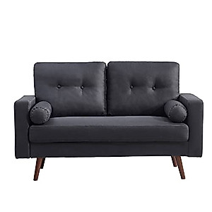 Cinnic Modern Loveseat Sofa, Mid Century 2-Seat Sofa Couch Furniture with Solid Wood Legs for Living Room, Bedroom, Apartment/Easy, Tool-Free Assembly Love Seat Couch (Loveseat, Dark Gray)