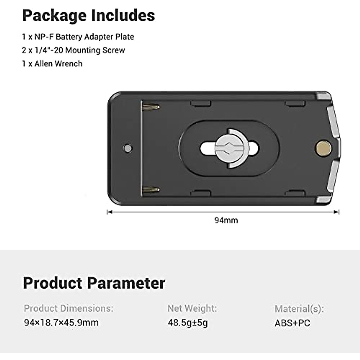 SmallRig NP-F Battery Adapter Plate Lite for Sony NP-F Battery, w/ 12V/7.4V Output Port, LED Low Battery Indicator - 3018