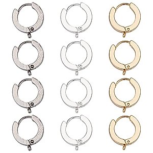 SUNNYCLUE 1 Box 12Pcs 3 Color Huggie Hoop Earrings Silver Leverback Earrings Findings Stainless Steel Earring Hoops French Earwire with Open Loop Leverbacks for Jewellery Making Women DIY Crafts