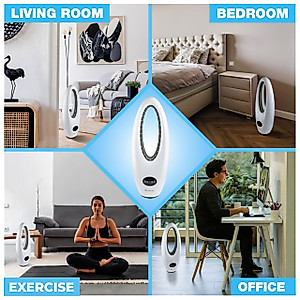 Comfort Zone Oscillating Bladeless Tower Fan with Remote Control, 28 inch, 3 Speed, 70 Degree Oscillation, Portable, 9-Hour Timer, LED Display, Ideal for Home, Bedroom, Dorm & Office, CZ12548