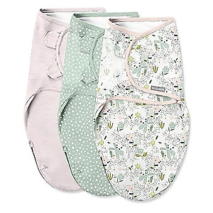 SwaddleMe by Ingenuity Easy Change Swaddle in Size Small/Medium, For Ages 0-3 Months, 7-14 Pounds, Up to 26 Inches Long, 3-Pack Baby Swaddle with Easy Change Zipper