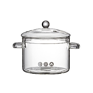 1.5L/50oz Glass Saucepan with Cover, Saucepans Glass Pot Casserole, Heat-resistant Glass Cooking Pot Covered Saucepan with Lid Cookware Stockpots for Cooking, Baking, Serving