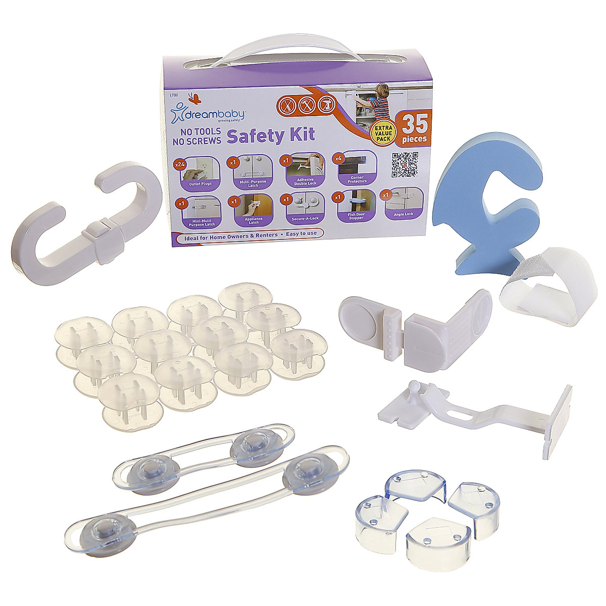 Dreambaby No Tools No Screws Safety Kit - Home Baby Proofing Kit - 35 Pcs - Model L7081