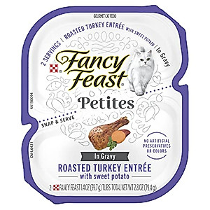 Purina Fancy Feast Gourmet Gravy Wet Cat Food, Petites Turkey & Sweet Potato Entree - (Pack of 12) 2.8 oz. Tubs