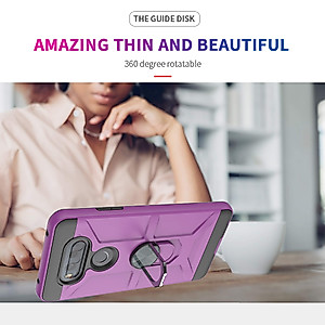 YmhxcY Compatible for LG V20/VS995/H990/LS997/H910 Case with HD Screen Protector,360 Degree Rotating Ring Kickstand Holder Dual Layers of Shockproof Phone Case for LG V20-ZS Purple