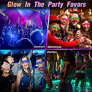 YOFOBU 115 PCS Glow in the Dark Party Supplies,100PCS Green Glow Stick Necklaces Bracelets Bulk,15PCS July 4th LED Glasses,LED Light Up Toy for Mother's Day July 4th Christmas Wedding Birthday