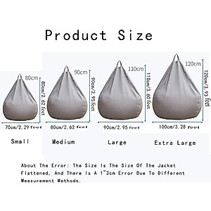 WAQIA Stuffed Animal Storage Bean Bag Chair Cover (No Filler) - Stuffable Zipper Beanbag Cover-Cotton Linen Memory Foam Beanbag Replacement Cover for Adults and Kids Without Filling