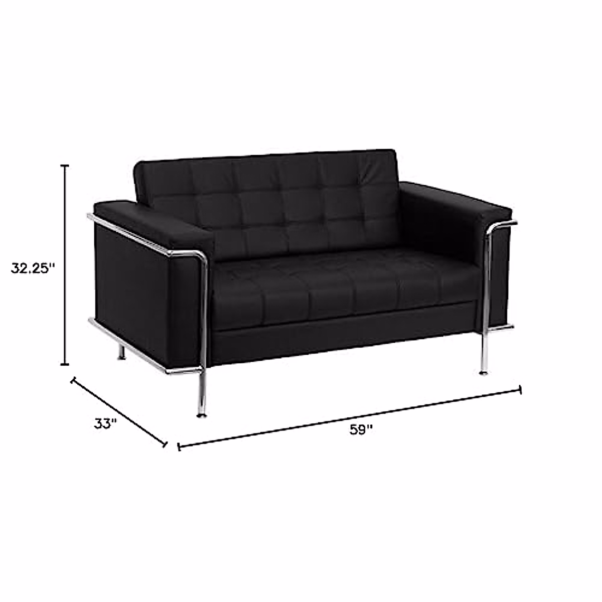 Flash Furniture HERCULES Lesley Series Contemporary Black LeatherSoft Loveseat with Encasing Frame
