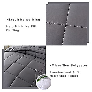 DOWNCOOL King Size Comforter Set -All Season Bedding Comforters Sets with 2 Pillow Cases -3 Pieces Bed Set Down Alternative King Bedding Set -Grey King Comforter Set(102"x90")