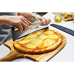 KitchenStar Pizza Cutter Rocker 16 inch + Pizza Paddle with Folding Handle (13 x 16.5") - Pizza Making Set Bundle