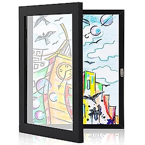 Fixwal Kids Art Frame, 8.5 x 11 Picture Frame for Kid Art Work Changeable, Front Opening Black Kids Artwork Display Frame, Real Glass, for Wall Hanging, Set of 1