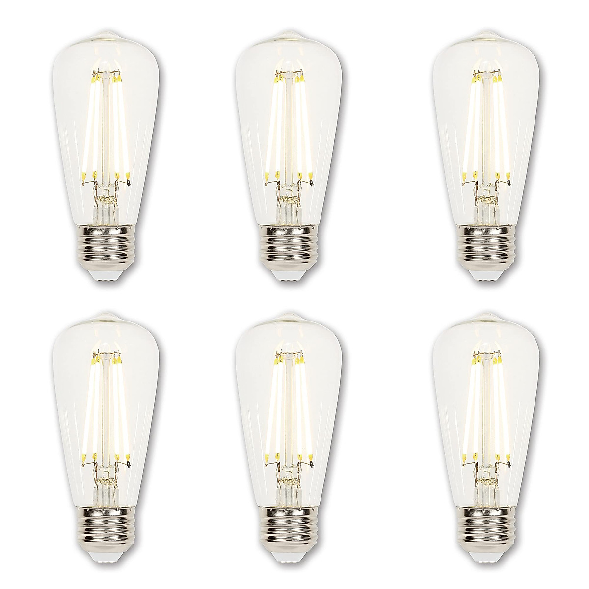 Westinghouse 4518700 6.5 Watt (60 Watt Equivalent) ST15 Dimmable Clear Filament LED Light Bulb, Medium Base (6-Pack)