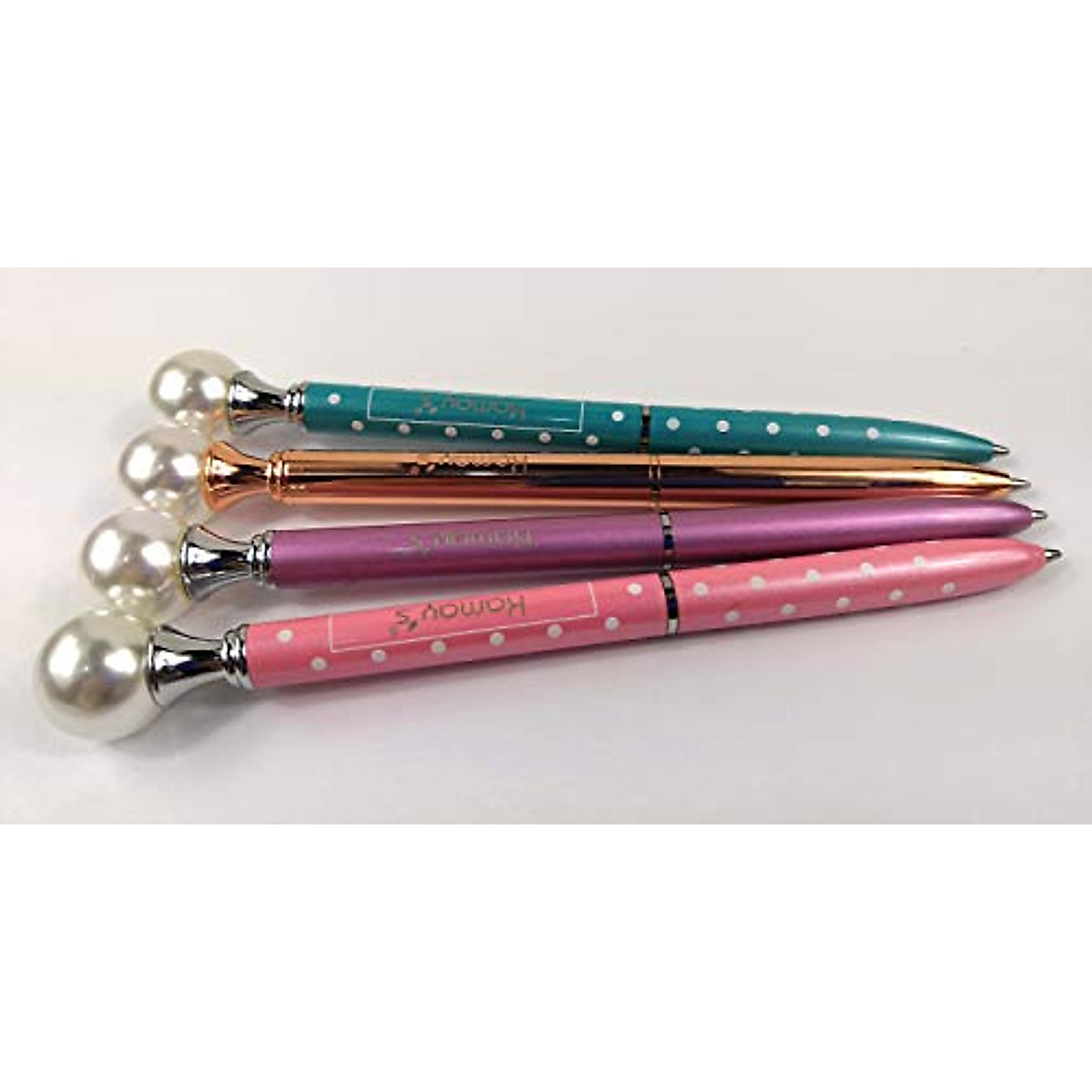 4PCS Pearl Pen Metal Ballpoint Pen with Big Pearl Funky Design Queen's Scepter Crown Style Office Supplies 1.0mm Black Ink with Gift Box by Kamay's (Rose+Rose Gold+Pink+Blue)