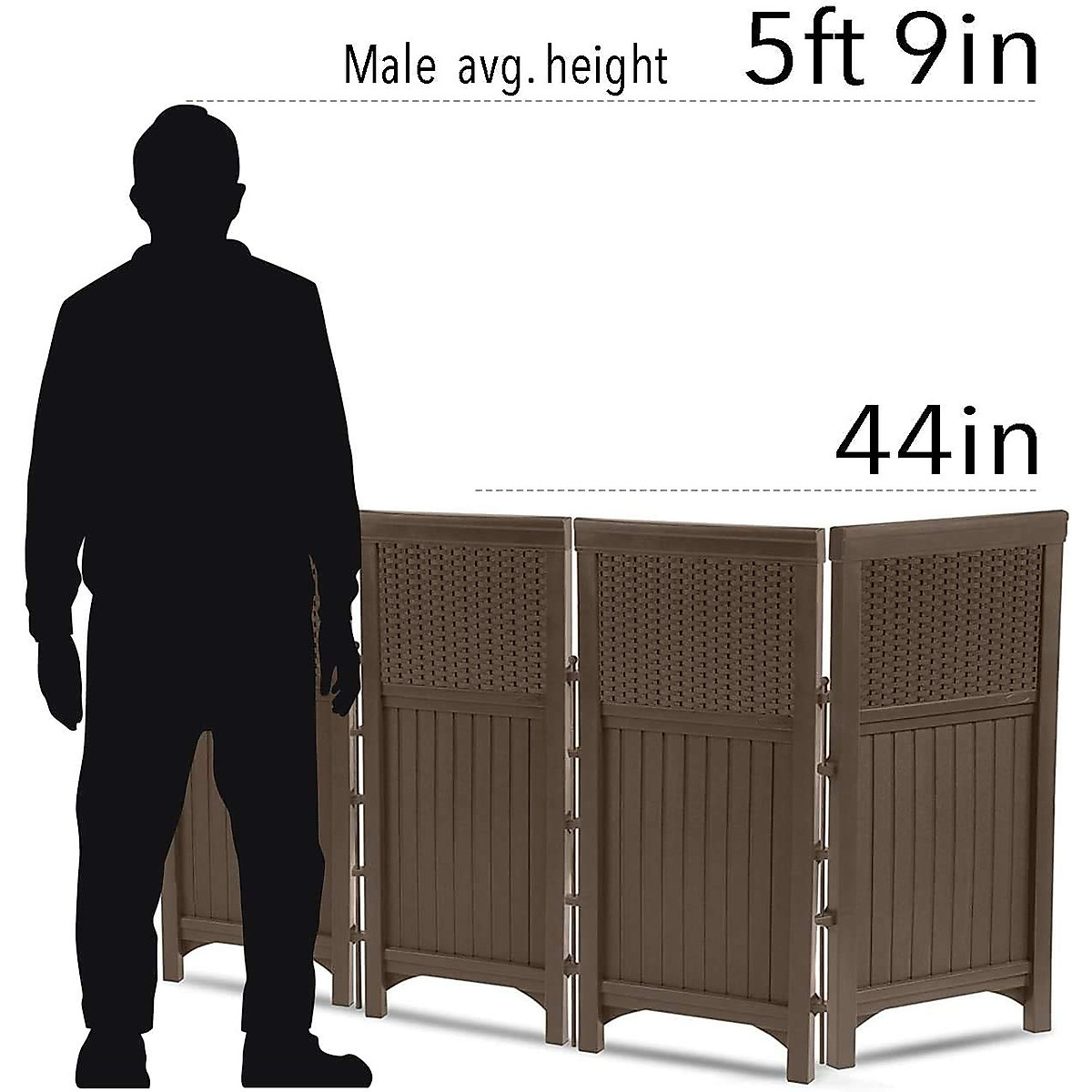 Suncast 4 Freestanding Wicker Resin Reversible Panel Outdoor Screen Enclosure, Brown, 23"