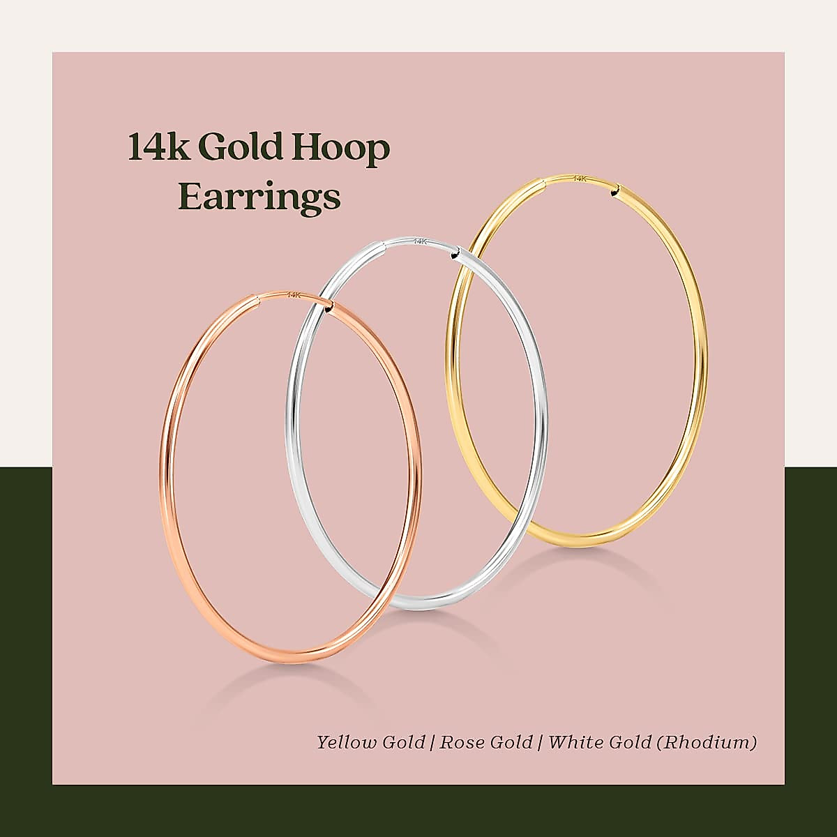 KEZEF 14k Gold Hoop Earrings For Women In Real Gold - 14 Karat Gold Hoop Earrings For Girls - 1mm Thin Solid Gold Earrings - Endless Hoops Earrings In Yellow Gold - Size 25mm -1 Inch