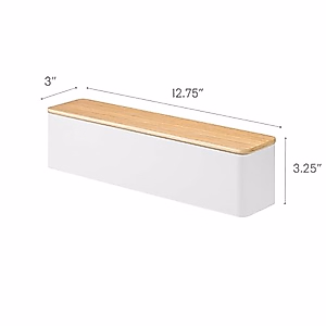 YAMAZAKI Home Rin Utensil Case Knife Fork Spoon Silverware Cutlery Holder With Divider, Portable For Kitchen Counter Or Table - Plastic + Wood