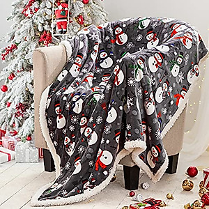 Touchat Sherpa Christmas Throw Blanket, Fuzzy Fluffy Soft Cozy Blanket, Fleece Flannel Plush Microfiber Blanket for Couch Bed Sofa (50" X 60", Snowman)