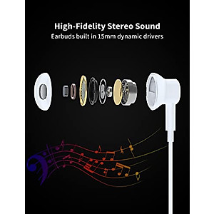 for Lightning Headphones Wired Earbuds for iPhone, MFi Certified Lightning Earphone Magnetic Headset HiFi Stereo with Microphone Volume Control for iPhone 14 Pro Max 13 12 Mini 11 10 X XR SE3 7 8 Plus