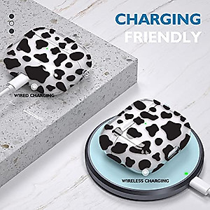 Maxjoy for AirPods 3 Case Cover, Clear AirPod 3rd Generation Case for Women Men Soft Protective iPod 3 Case with Keychain Designed for Apple Airpod 3rd gen Charging Case 2021, Cow Print