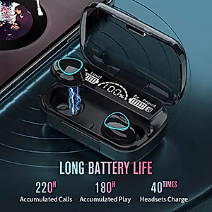 True Wireless Bluetooth 5.3 Earbuds Upgraded 9D HiFi Noise Cancelling Built-in Mic Waterproof AI w/3D Touch High-Fidelity Stereo Sound, Built-in Mic for Apple iPhone Android Laptops Running Gym