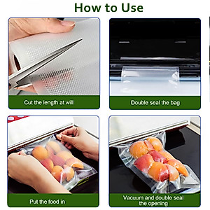 【Vacuum Sealer Bags for Food Roll】AlldGuo 6 Rolls Food Saver Bags, 8 10 11 Inch Sous Vide Food Saver Vacuum Sealer Bags Roll, BPA-Free, Commercial Grade Vacuum Sealer Bags for All Vacuum Sealers