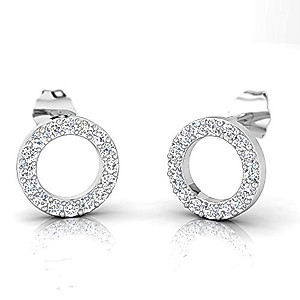 925 Sterling Silver 3/8 Carat Certified Round Diamond Stud Earring for Women | Circle