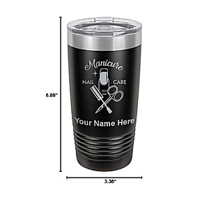 LaserGram 20oz Vacuum Insulated Tumbler Mug, Manicure, Personalized Engraving Included (Black)