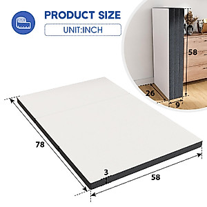Queen Foldable Mattress, Folding Mattress with Breathable & Washable Cover, 3 Inch Trifold Mattress with CertiPUR-US Certified, Queen Mattress Memory Foam Topper for Camping, Guest, Floor RV (Queen）