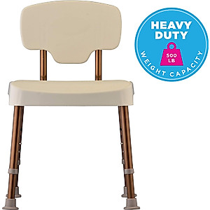NOVA Medical Products Bariatric Shower and Bath Chair with Back, Heavy Duty 500 lb. Weight Capacity, White, 1 Count (Pack of 1)