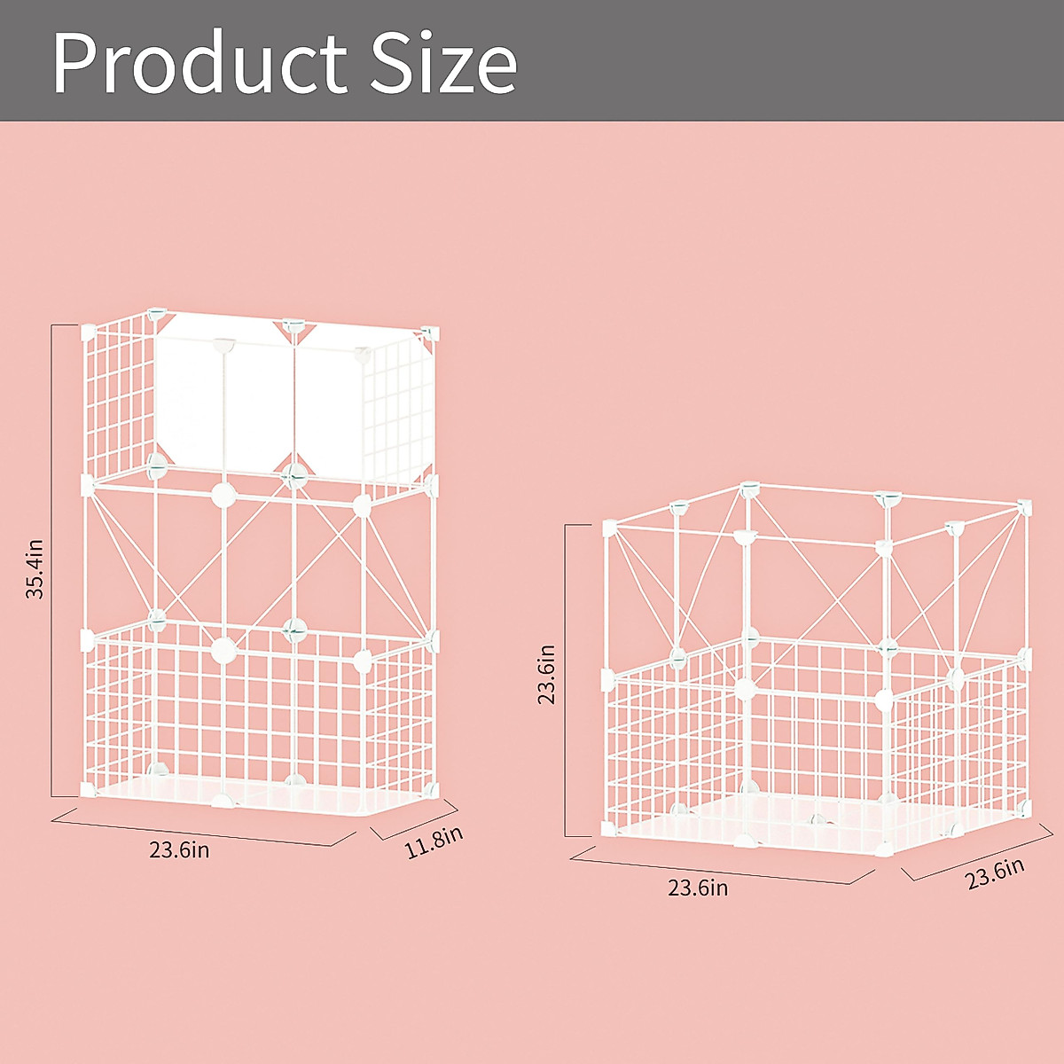 Aougiley Stuffed Animal Storage Box, Square Metal Organizer Holder with Adjustable Cord for Kids, L23.6 * W23.6 * H23.6 inches