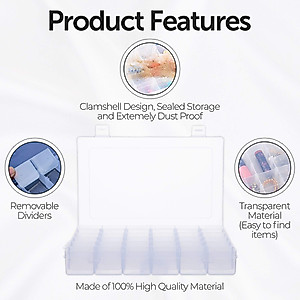 Outdoor 360 Plastic Organizer Box with Dividers 2 pack - 36 Compartment Organizer - Bead Organizer - Best for Bead Storage, Felt Board Letters, Fishing Tackle, Loom Bands (2)