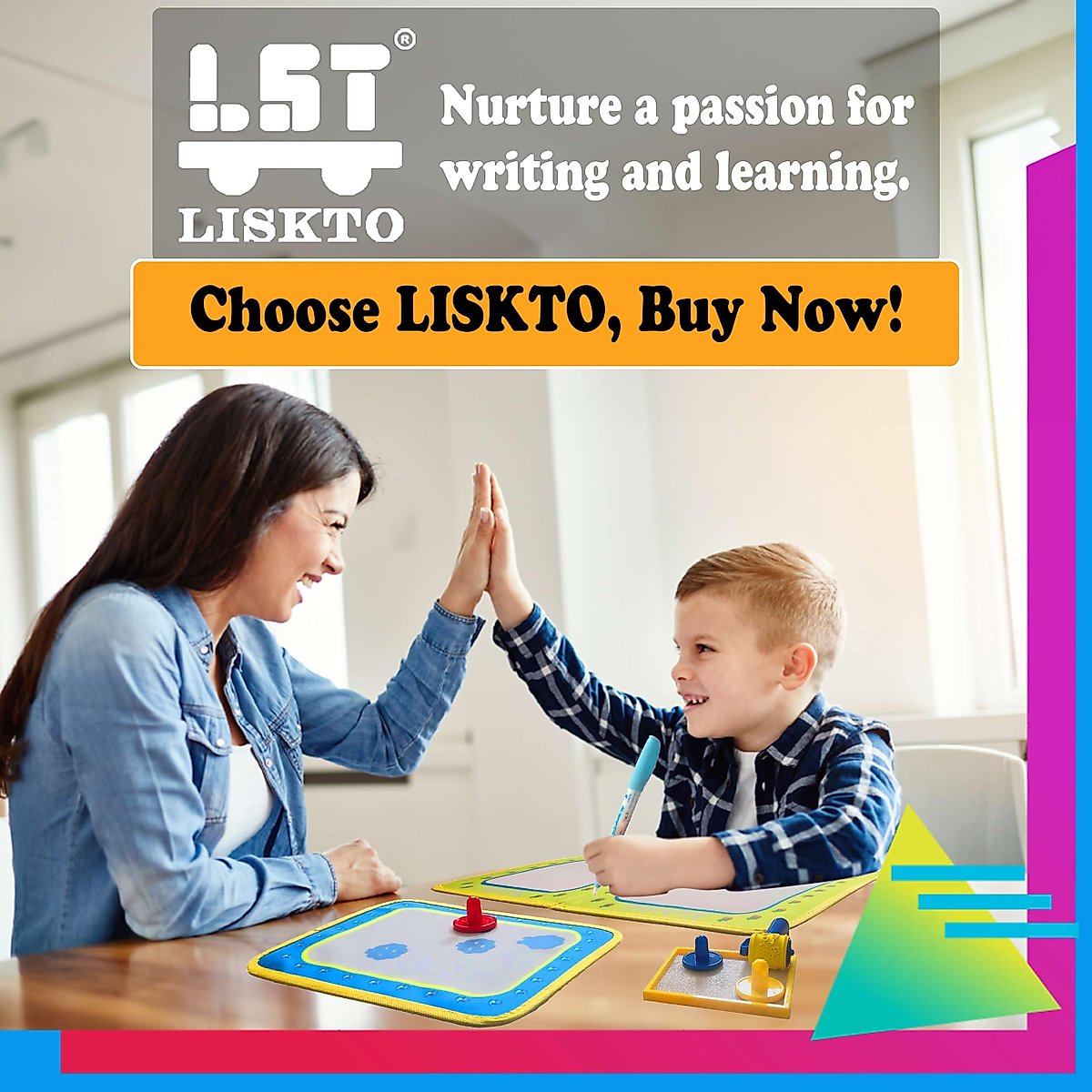 LST LISKTO Montessori Busy Book for Toddlers 1-3 | Reusable Preschool Learning Activities | No Messy Ink, Just Water! Perfect for Developing Reading/Writing Skills & Portability