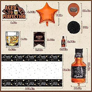Miucat Whiskey Birthday Party Decorations for Men, Aged to Perfection Supplies with Garland, Banner, Cake Toppers, Balloons, Tissue Paper Flowers Men 30th 40th 50th