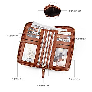 BROMEN Small Cell Phone Purse Crossbody Bags for Women Vegan Leather Wallet Purse with Credit Card Holder Brown Grain