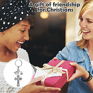 Loetere 40 Pcs Christmas Holy Bible Pendants Keyrings Jesus Christian Cross Keychain Favors Religious Key Holders Gifts