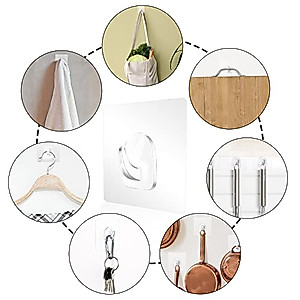 Command Hooks Clear, 10Pcs Adhesive Hooks, Clear Command Hooks, Plastic Hooks, Wall Hooks for Hanging, Drill-Free Wall Hooks, Seamless Hooks, Heavy Duty Hooks for Kitchen Bathroom