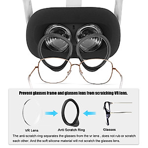 M AMVR [Pro Version] Lens Anti-Scratch Ring Protecting Myopia Glasses from Scratching VR Headset Lens Compatible for Meta Quest 2, Quest, Rift S or Meta Go, with Preventing Light-Leaking Design