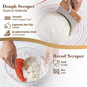 17 Pieces Banneton Bread Proofing Basket Set - 9 inch Round and 10 inch Oval Sourdough Bread Proofing Baskets - A Complete Bread Making Kit, Danish Whisk, Bowl Scraper, Dough Scraper, & Bread Lame