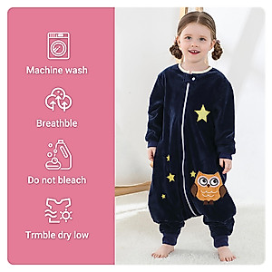 MICHLEY Baby Sleeping Bag Sack Long Sleeve with Feet Winter Swaddle Wearable Blanket for Boys Girls,Owl,1-3Years