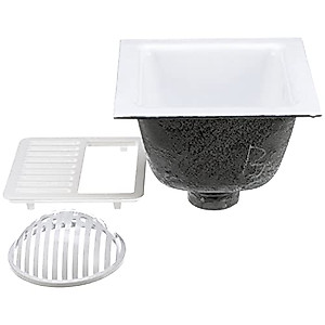 Zurn FD2375-NH3-H FD2375 12"x12" Floor Sink Body & Dome Strainer, 6" Sump Depth, 3" No-Hub, with Half Grate