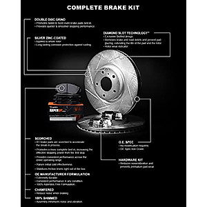 R1 Concepts Front Brakes and Rotors Kit |Front Brake Pads| Brake Rotors and Pads| Super Duty Brake Pads and Rotors| Hardware Kit|fits 1983-1994 Ford Aerostar, Ranger; Mazda B2300, B3000, B4000