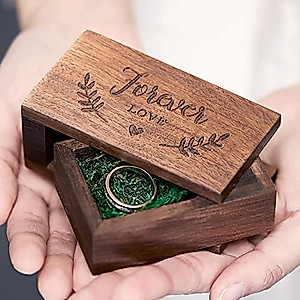 AW BRIDAL Ring Bearer Box Wedding Ring Box Walnut Wood Engagement Ring Box Jewelry Organizer Gift Box for Christmas Wedding Ceremony Proposal