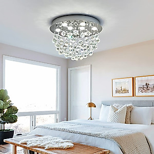 Saint Mossi 9-Lights Modern Chandelier K9 Crystal Chandelier Light Fixture,Modern Flush Mount Ceiling Light Fixtures Raindrop Chandelier for Bedroom,Dining Room,Living Room,H13 x D20