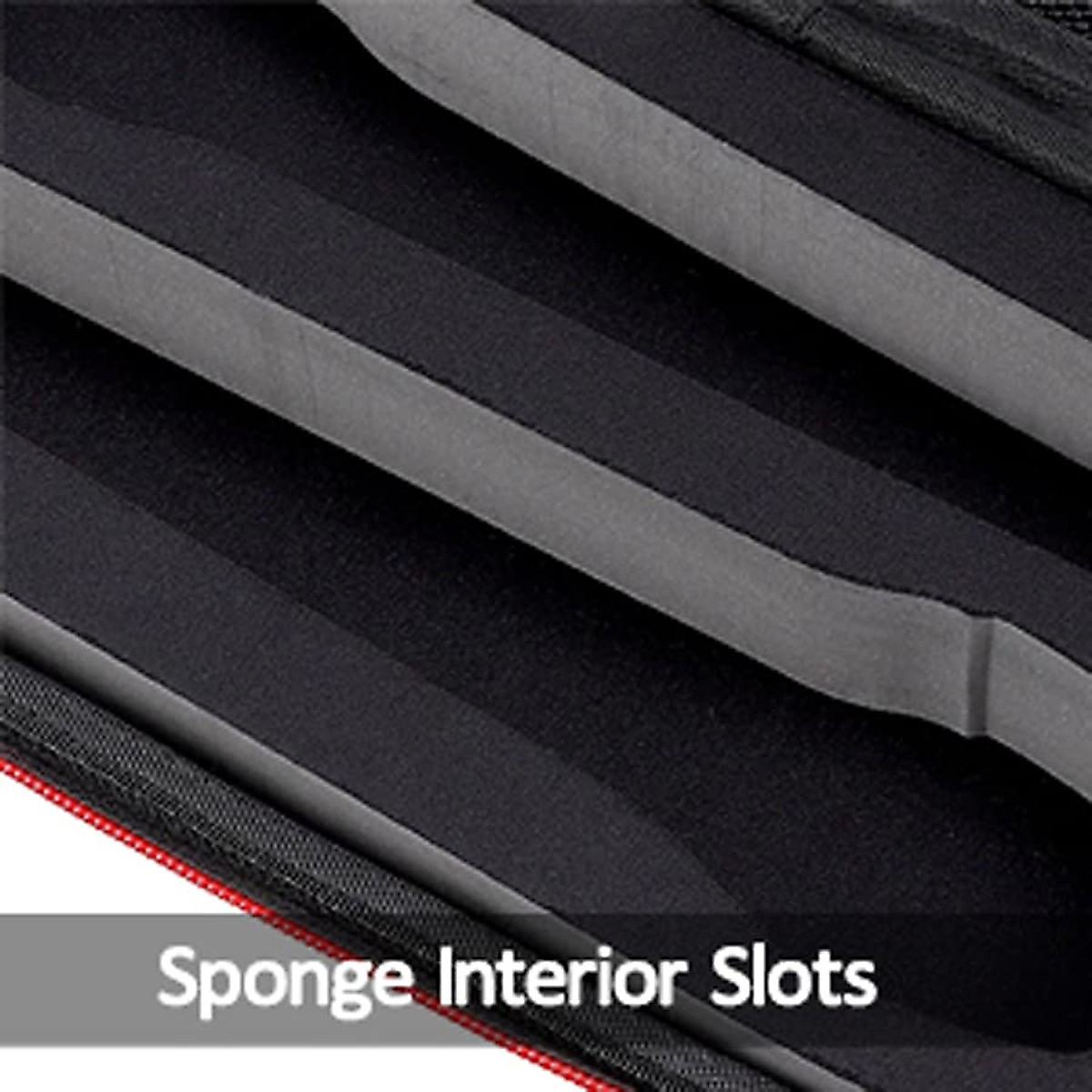 Vaguelly Wireless Microphone Case: Hard EVA Case for Handheld Microphone Dual Mic Bag Microphone Hard Carrying Travel Case, Black,Red, 30x15cm