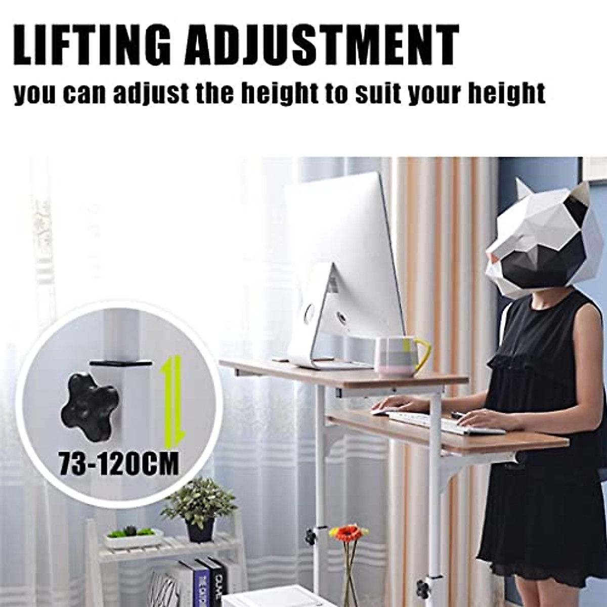 MJWDP 4 in 1 Adjustable Laptop Desk Multifunctional Computer Desk Table 2-Layer Study Desk PC Laptop Table Desk Stand with Mouse Pad (Color : E)