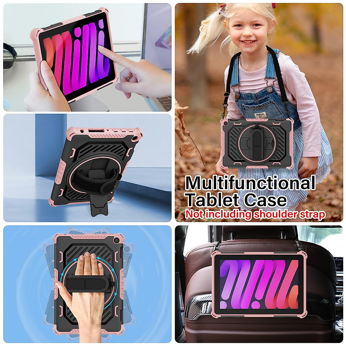 TASSKTO Case for Fire HD 8 & HD8 Plus Tablet 12th/10th Generation 2024/2022/2020Release with 360 Rotating Kickstand Hand Strap, Also for iPhone Nokia Sony Rugged Case