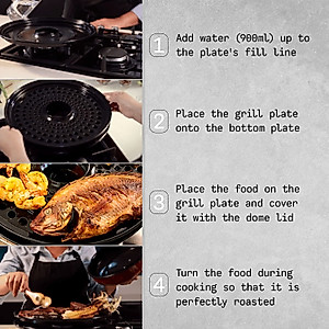 AsaTodo Indoor Smokeless Grill, Nonstick Stovetop Grill Pan and Plate for Inside Barbeques, Grills and Roasts, Easy to Clean Gas Stovetop Grill Plate and Pan, Perfect for Gas Stove Tops, Red