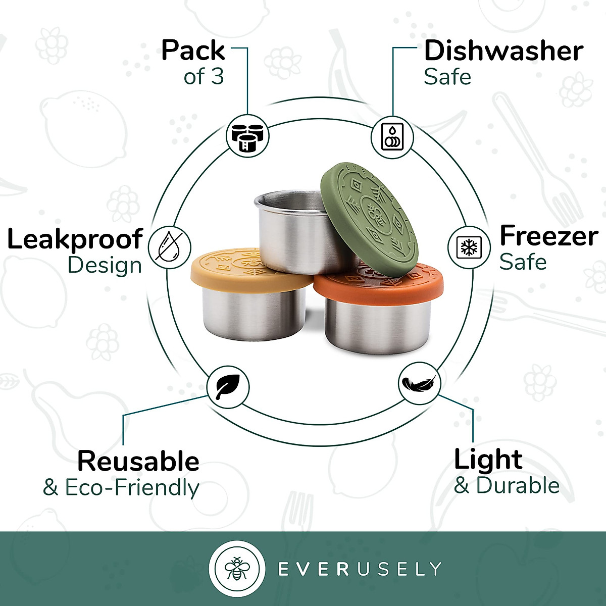Everusely Stainless Steel Containers with Lids Ultimate Lunch Bundle (Muted Rainbow)